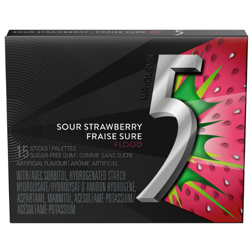 5 Gum Sour Strawberry Flood 12/15sticks – Candyonline.ca